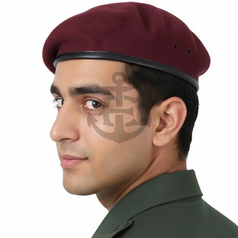 Military Beret Wool Leather Banded Silk Lined Army Cadet Hat Cap ELG ...